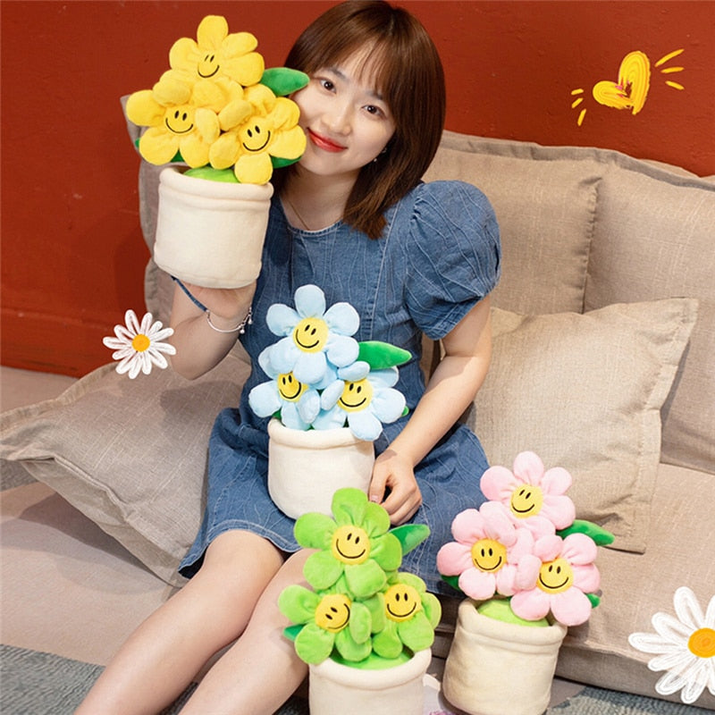 Flower Pot Smiley Face Plush Toy Teddy – Plushie Land