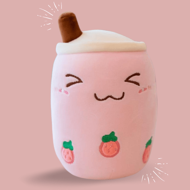 Boba Bubble Tea Plush Toy Teddy, Strawberry Milk Tea Plush, Tapioca Pl ...